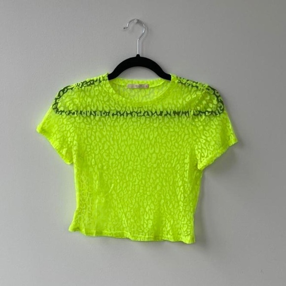 Dolls Kill | Tops | Dolls Kill Neon Yellow Mesh Cheetah Crop Top | Poshmark